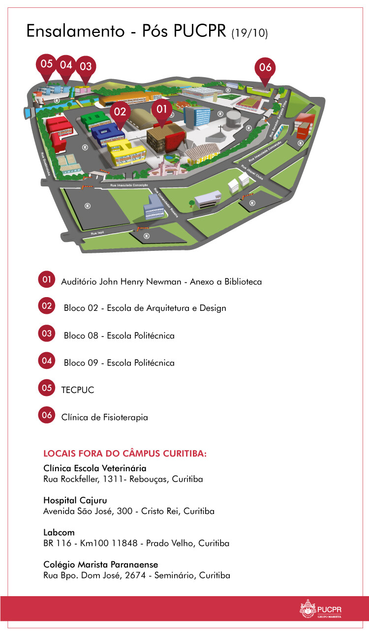 Pós PUCPR: atenção à mudança de ensalamento no dia 19/10 - PUCPR